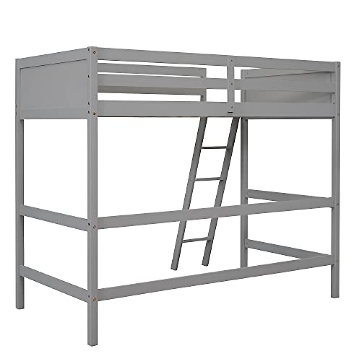 ODC Twin Loft Bed with Angle Ladder, Solid Wood Loft Bed with Safety Guardrail for Teenagers and Adults, High Loft Bed with Wooden Slats Support, No Box Spring Needed