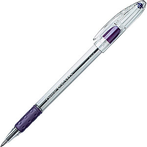 Pentel R.s.v.p. Ballpoint Pen, Stick, Fine 0.7 Mm, Violet Ink, Clear/violet Barrel, Dozen