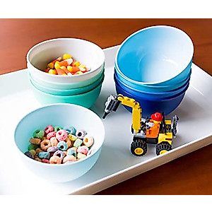 Youngever 54 pcs Plastic Kids Dinnerware Set of 9 in 9 Coastal Colors, Toddler Dining Set, Cups, Kids Plates, Kids Bowls, Flatware Set, Kids Dishes Set