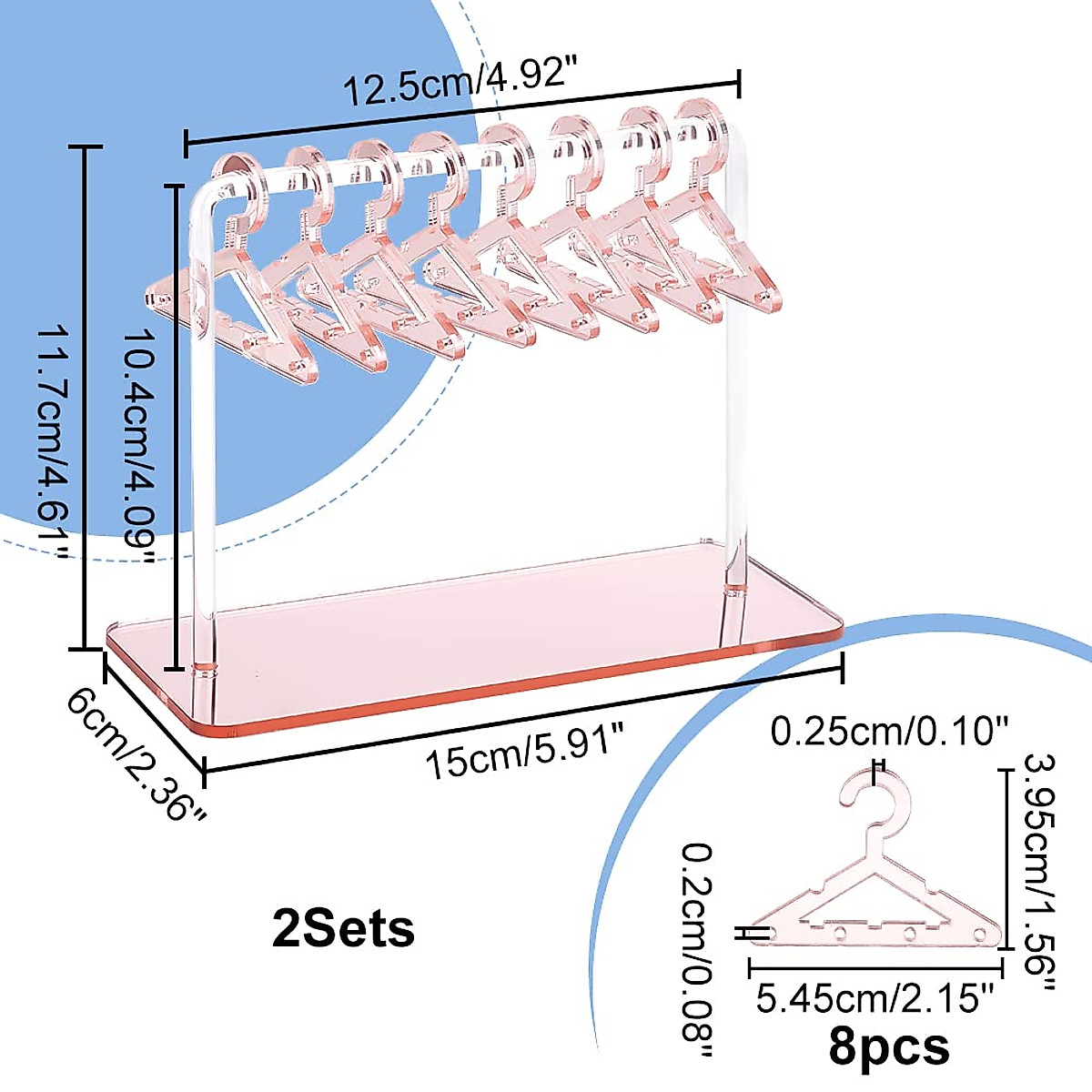 PH PandaHall 2 Sets Acrylic Earring Holder, Coat Hanger Jewelry Display Dangle Earring Hanging Organizer Acrylic Ear Studs Display Rack for Retail Show Personal Exhibition, 2.3x4.6x5.9inch