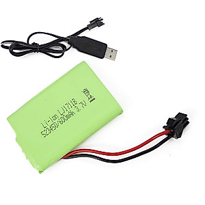 Fisca Rechargeable 3.7V 600mAh Lithium Ion Spare Battery with USB Charger, SM 2P Connector for RC Robot and Robotic Dog