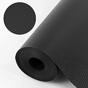 WochiTV Shelf Liner for Cabinets, Drawer 11.8 Inch x 10 Feet, Non Adhesive EVA Plastic Waterproof Protectors Mats for Kitchen, Pantry, Bathroom Closet, Cupboard, Black
