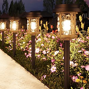 XMCOSY+ Solar Lights Outdoor, 6 Pack Pathway Lights Solar Powered, 20 LM LED Glass Outside Light, IP65 Waterproof Lighting for Garden Yard Landscape Driveway Walkway (Warm White)
