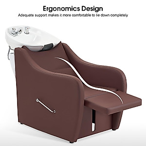 BarberPub Shampoo Barber Classic Chair, Ceramic Shampoo Bowl Sink Chair Station for Spa Beauty Salon 9090