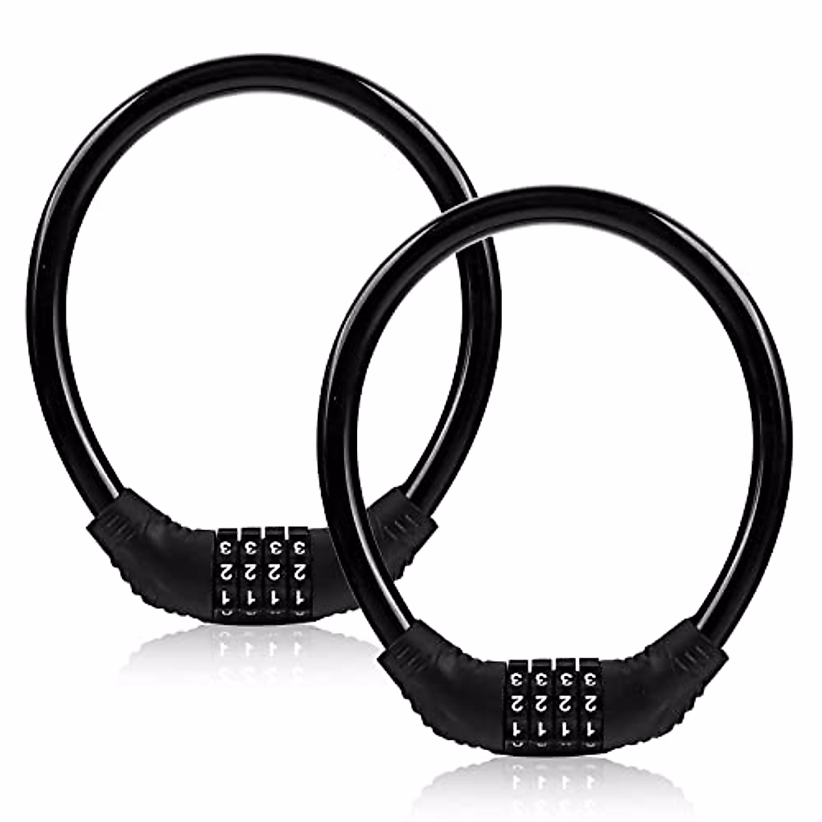 Fusiontec Bike Lock Cable, Bike Locks Heavy Duty Anti Theft, 2 Pcs Security 4 Digit Resettable Combination Bike Cable Lock, Portable Code Lock Cable for Bicycle, Black