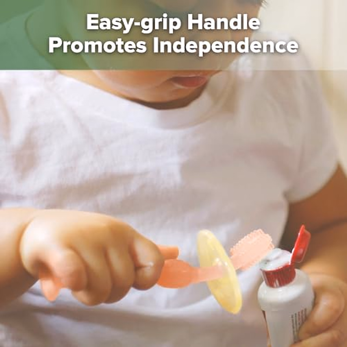 haakaa Infant Toothbrush, Easy to Hold 360° Baby Toothbrush, Train 6month+ Infants Babies and Toddlers for Oral Hygiene, Teether Effect for Sore Gums, 1pc (Pink)