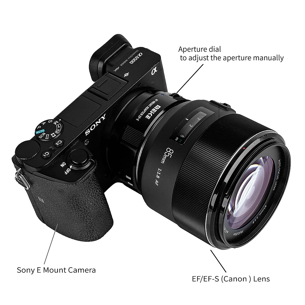 Meike MK-EFTE-B Auto-Focus Mount Adapter for Canon EF/EF-S Lenses to Sony E Mount Cameras A7SII A7 A6000 A6500 A7SIII A9, etc