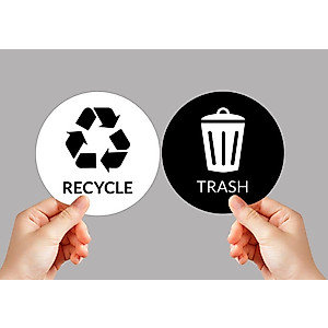 VBAP CORP Recycle Trash Bin Sticker - (Pack of 4) 3" Round Logo Sign Decal Labels Self-Adhesive Vinyl Laminated. Waterproof Indoor and Outdoor (Black/White)…