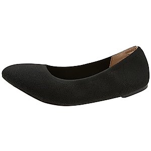 Amazon Essentials Women's Knit Ballet Flat, Black, 10