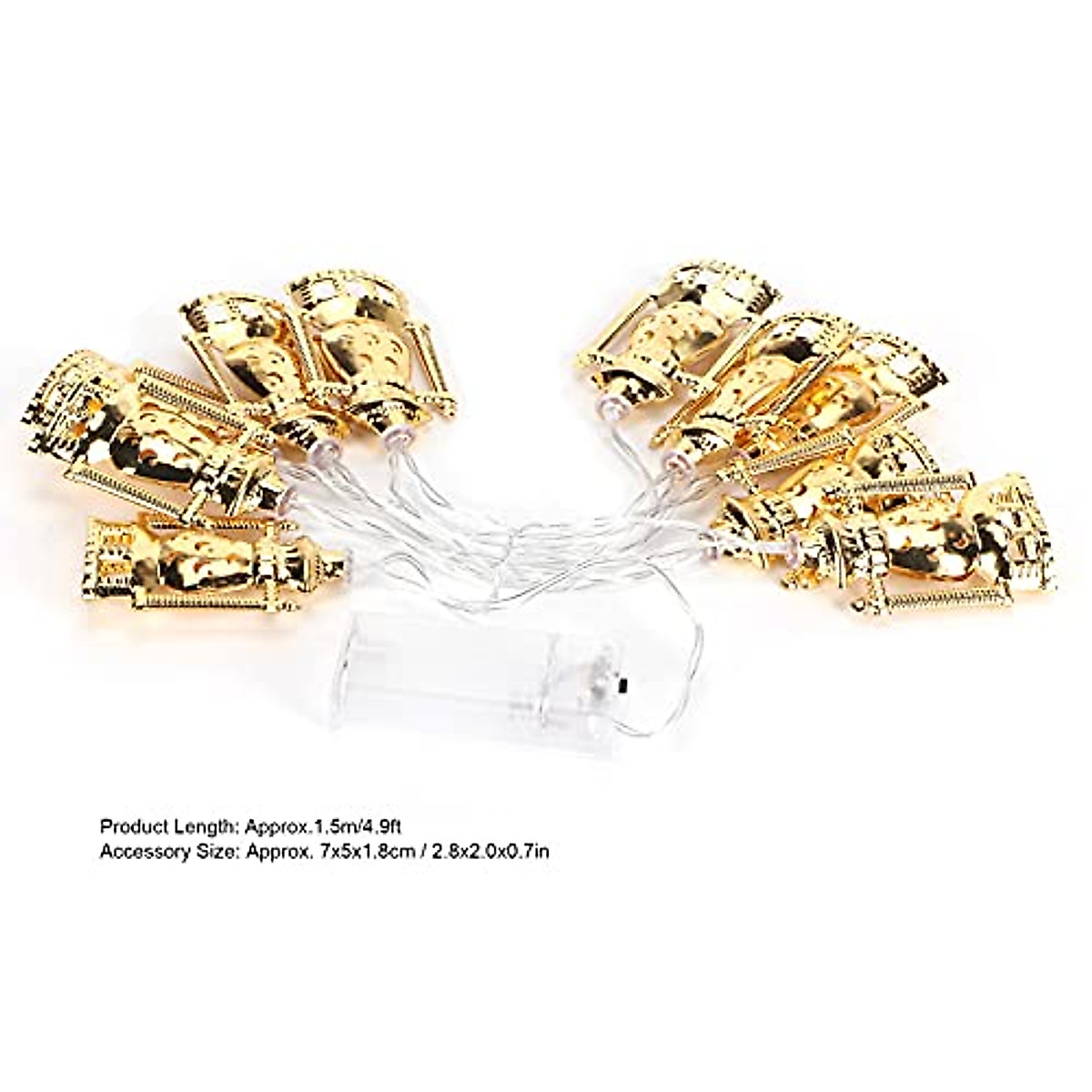 Jopwkuin Decorative Light, 10LED Battery Powered LED Light Decor Iron+ABS Materials Mubarak Eid String Light for Garden for Patio Decor for Home