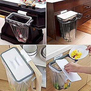 Hanging Trash Can Folded for Kitchen Cabinet Door, 2 Pcs Hanging Kitchen Waste Bins, Rubbish Rack Portable Hanging Organizer Trash Bag Holder with Lid