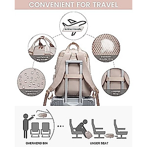 LOVEVOOK Laptop Backpack for Women 17 Inch Travel Backpack Purse, Work Business Computer Bag with USB Port, Large Capacity Waterproof Travel Bags Casual Daypacks, Light Dusty Pink