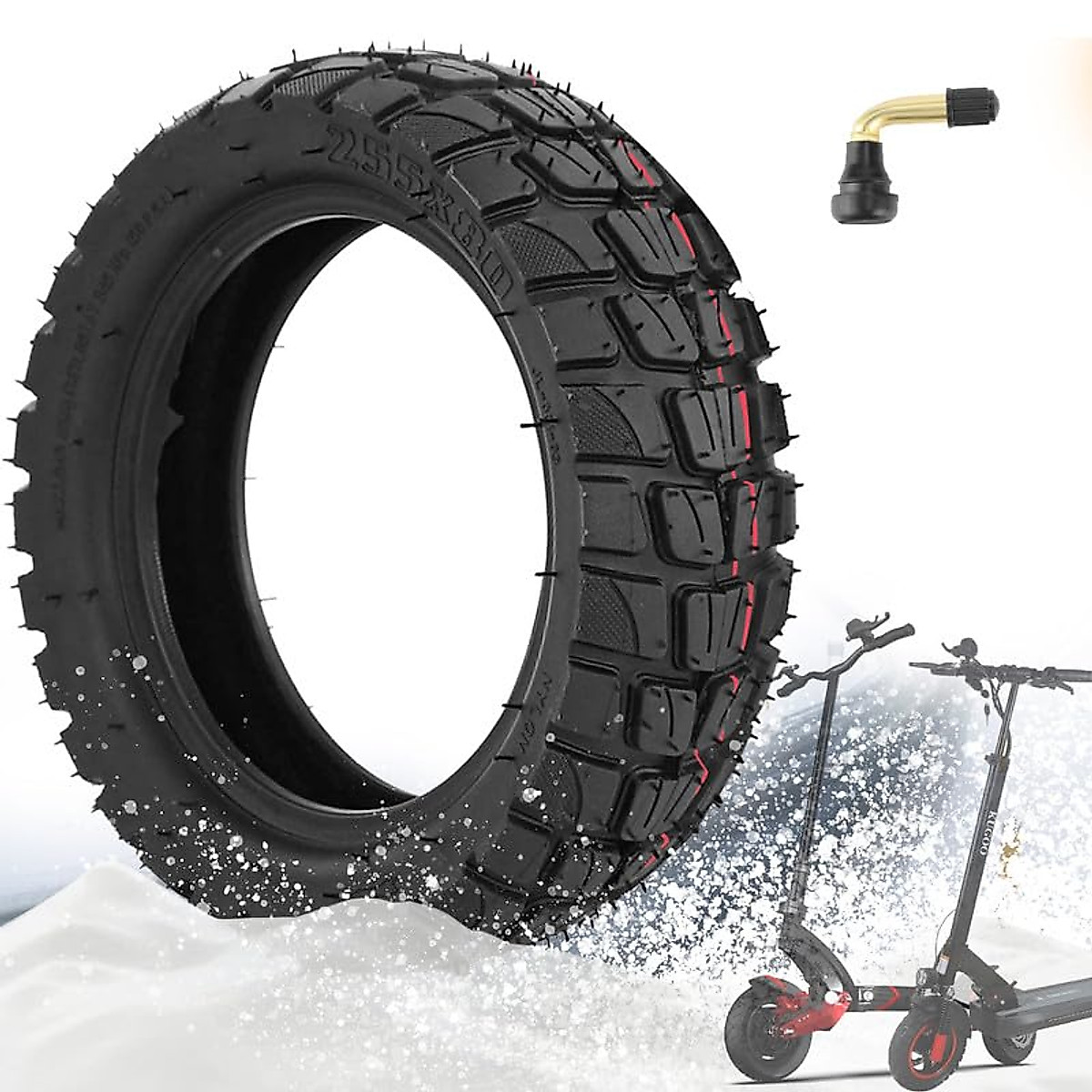 Stormytime 10x3 inch 255x80 80/65-6 Off-road Vacuum Tire Rubber Outer Tire Replacement for Zero 10x/ Apollo Pro/Kugoo M4 Pro Electric Scooter Go karts ATV Quad Speedway, Thickened Anti-explosion Tyre