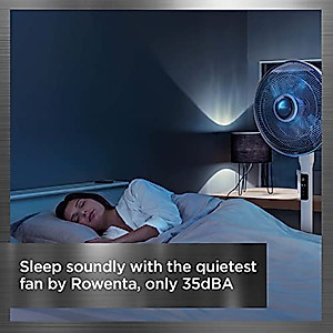Rowenta Turbo Silence Standing Floor Fan with Remote 53 Inches Ultra Quiet Fan Oscillating, Portable, 5 Speeds, Indoor, Refresh Up to 23-Feet VU5870