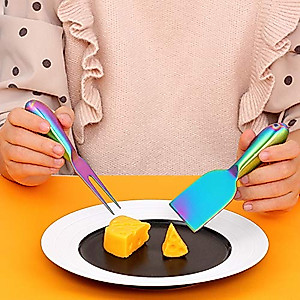 Buyer Star Cheese Desert Knives Set of 4, Stainless Steel Black 5.3 inch Breakfast Butter Knife, Slicer Sandwich Spreader