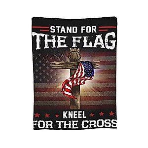 Gaotaju Flannel Fleece Blanket 80"X60" ，Stand for The Flag Kneel for The Cross Bed Throw Blanket Quality Ultra-Soft Travel Winter Blankets for Adult Keep Warm
