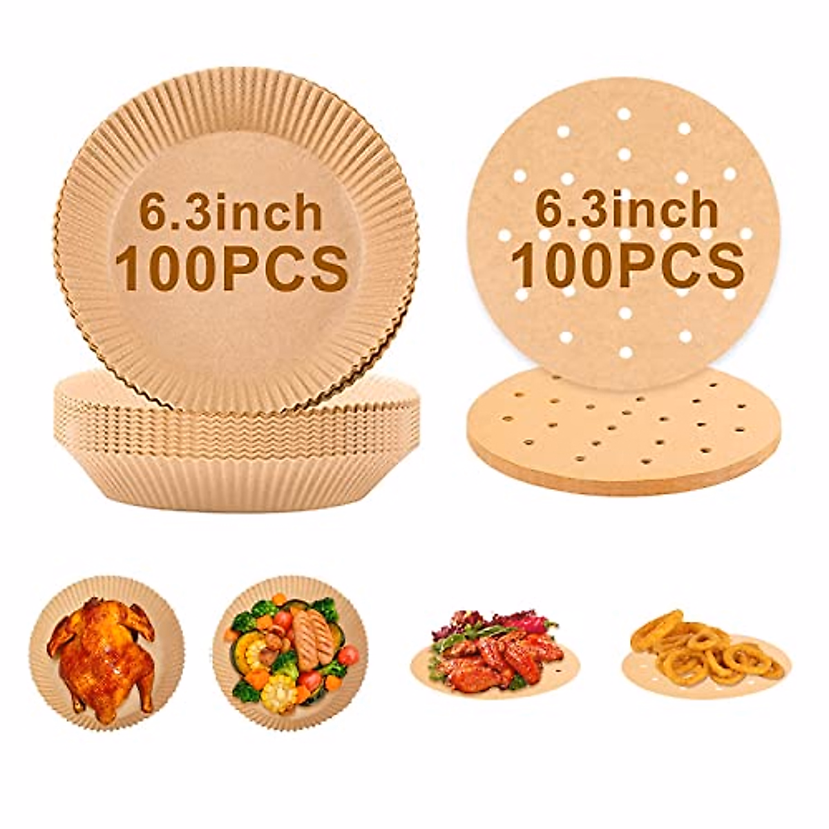air fryer liners,air fryer liners disposable,200 pieces round air fryer baking paper oil-proof,waterproof, non-stick basket liner for baking microwave oven,air fryer use (7.8 * 6.3 * 1.8in)