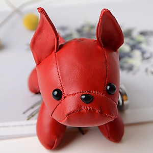 SEADEAR French Bulldog Keychain, PU Leather Dog Keychain with Metal Ring Car Key Ring Pendant Bag Pendant Car Pendant fit for Wallet Handbag Backpack Yellow