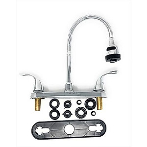 8" Faucet Kitchen Utility Sink Tall High Arc Flexible Spout Lead Compliant Brass Polished Chromed 2 ADA Push Handles [3445LF8] - Grifo Grupo Lava Sastre de Calidad