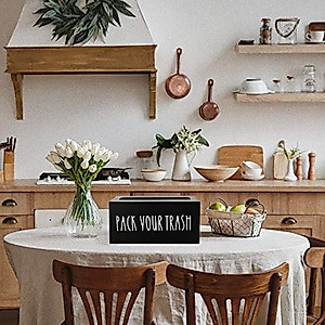 Trash Bag Holder, Farmhouse Garbage Bag Dispenser, Wall Mount Trash Bag Roll Organizer, Wood Grocery Bag Storage Box, Garbage Bag Caddy for Cabinet Kitchen Countertop