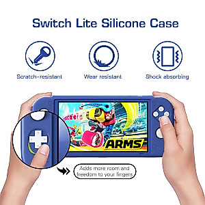 MoKo Protective Case for Switch Lite, Silicone case Protective Rubber Cover Case, Shock-Absorption Anti-Scratch Non-Slip Case Compatible with Switch Lite Console - Blue