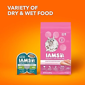 IAMS Proactive Health Adult Sensitive Digestion & Skin Dry Cat Food with Turkey, 3 lb. Bag