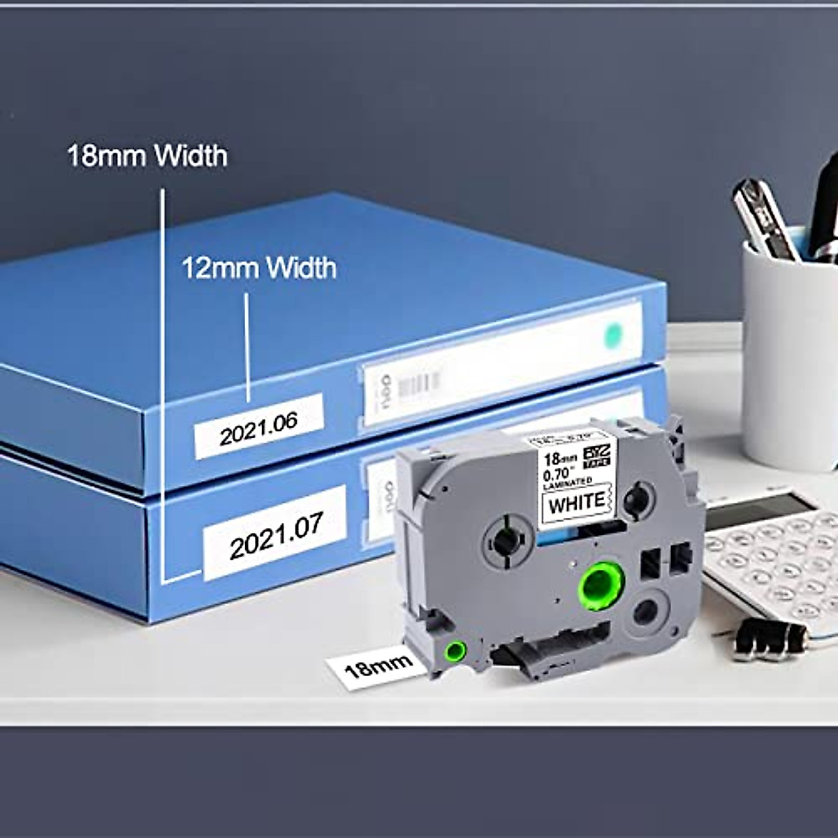 TZe TZ Tape 18mm 0.7 Laminated White Replacement for Brother P Touch TZe-241 TZe241 18mm Label Maker Tape Work for Brother PTD400AD PTD600 PTD400 PT-P710BT, Black on White, 3-Pack