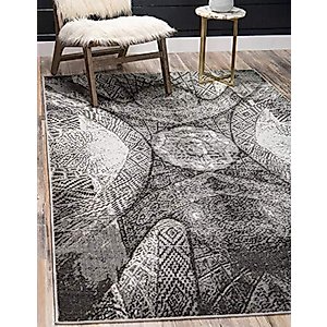 Unique Loom Sofia Collection Area Rug - Albert (9' x 12' 2", Dark Gray/ Gray)