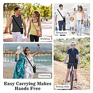 Nuovoware Water Bottle Carrier Bag Fits Stanley Flip Straw Tumbler, 30OZ Bottle Pouch Holder with Adjustable Shoulder Strap, Neoprene Water Bottle Holder for Hiking Travelling Camping, Black