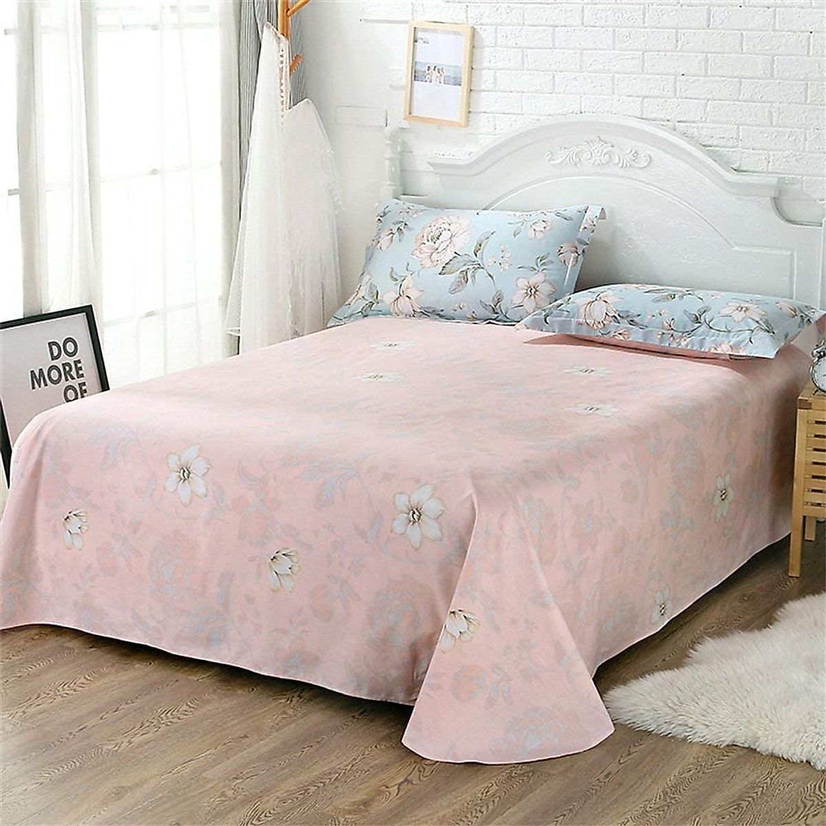 FADFAY Floral Duvet Cover Set 100% Combed Cotton Bedding Sets Reversible Zipper Bedding Chic Floral Bed Sheets (4-Piece, Full Size, 1 Duvet Cover, 1 Flat Sheet, 2 Pillowcases)