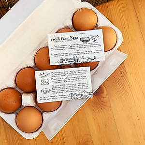 Havongki 100pcs Premium Fresh Farm Eggs Handling Instructions Care Accessories Cards Labels | Egg Blank Cartons 4 6 12 15 18 30 48 50 Count Basket Box Container Storing Extra Organizer (M03-1CH)