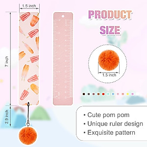 12 Pieces Kids Bookmarks, Cute Bookmarks for Kids Girls, Bookmarks Gifts for Women, Girls, Teens, Rulers for Kids, Animal Bookmarks, Party Favors School Classroom Reading Presents (Pom Pom Style)