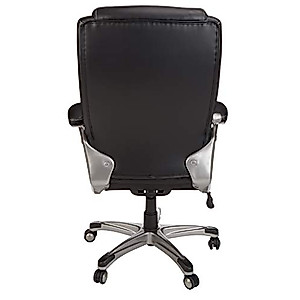 Amazon Basics Big & Tall Executive Computer Desk Chair With Lumbar Support, Adjustable Height and Tilt, 350Lb Capacity, Black With Pewter Finish, 28.5" D x 30.25" W x 47.9" H