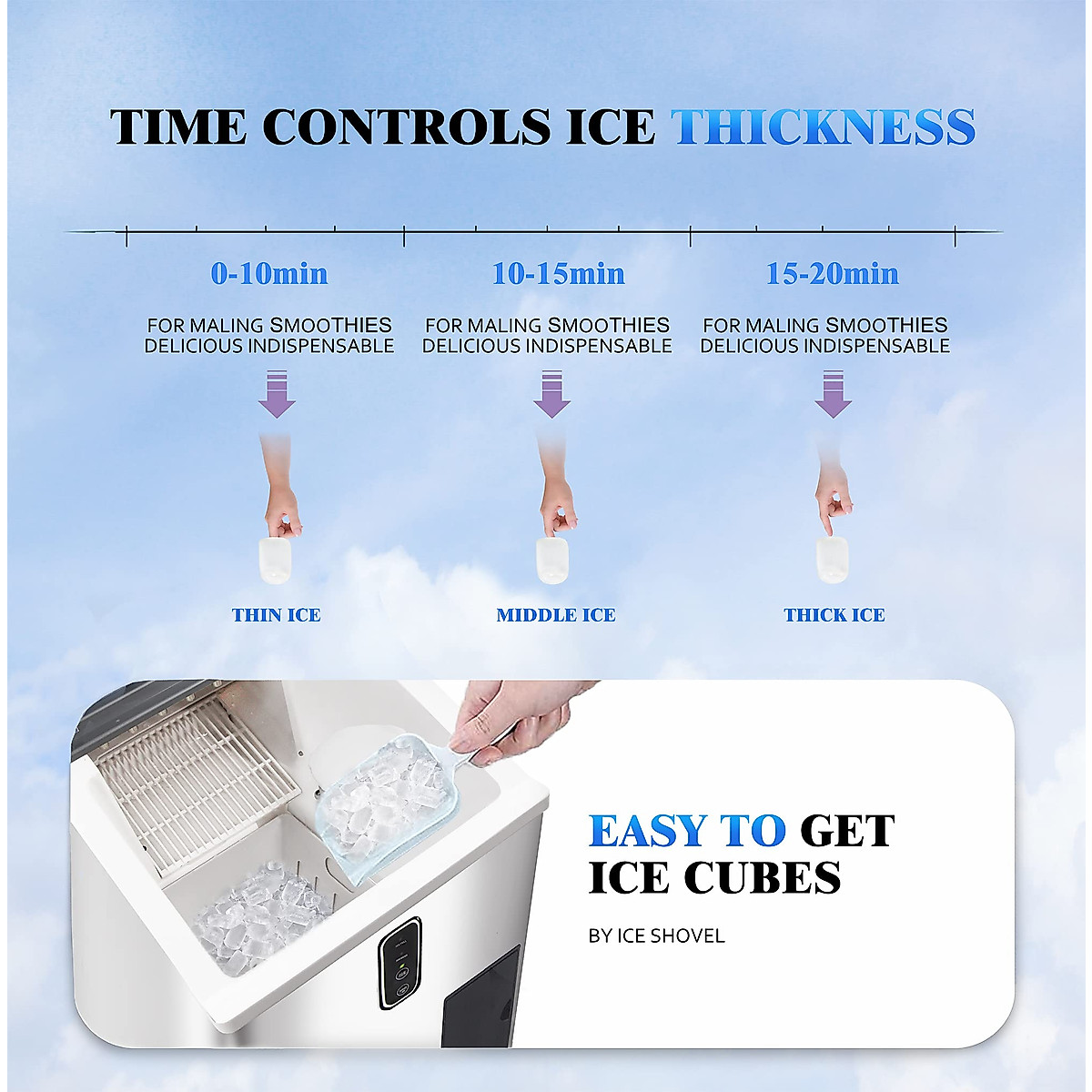 2-in-1 Ice Maker and Shaver Machine - LINKLIFE Countertop Ice Maker with Ice Crusher, Self Cleaning, LCD Indicator, Bullet Ice Pellet Ice Nugget Ice Sonic Ice Maker for Home Office Bars Parties, 33lbs