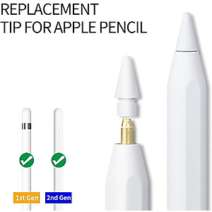 Replacement Tips Compatible with Apple Pencil 2 Gen iPad Pro Pencil - iPencil Nib for iPad Pencil 1 st/Pencil 2 Gen White 12 Pack