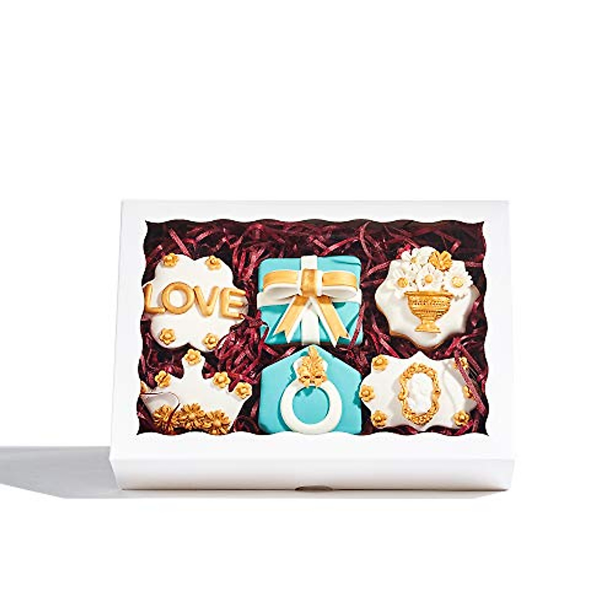 JCXGRVC 4PCS 10 x 7 x 2.5 inches Elegant Cookies Boxes, Strawberries Boxes with Display Window, White Paper Box