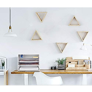 eMerit Wood Desktop Organizer Paper Storage Letter Tray File Sorter with Adjustable Shelves for Home Office,White