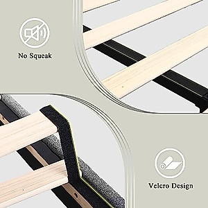 iPormis Queen Size Platform Bed Frame with Headboard, Upholstered Bed Frame with Solid Wood Slats, 8" Storage Space, No Box Spring Needed, Easy Assembly, Light Grey