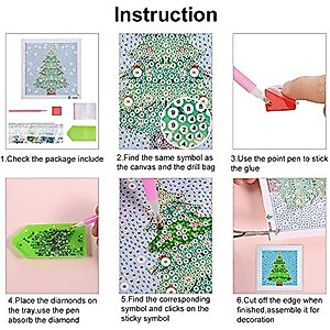 YOBEYI 5D Diamond Painting Kits for Kids Wooden Frame Diamond Arts and Crafts for Kids Mosaic Gem Stickers by Number Kits DIY Painting Arts Crafts Set Embroidery Christmas Gift (Xmas Tree)