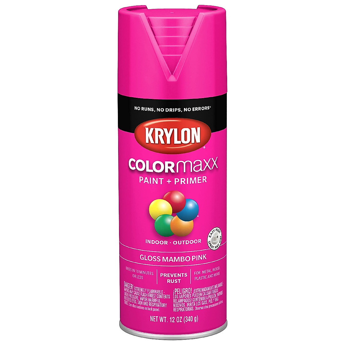 Krylon K05528007 COLORmaxx Spray Paint and Primer for Indoor/Outdoor Use, Gloss Mambo Pink, 12 Ounce (Pack of 1)
