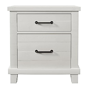 Polibi Rustic Nightstand with 2 Storage Drawers, Farmouhouse Solid Wood Storage End Table, Side Table for Bedroom, Living Room, White