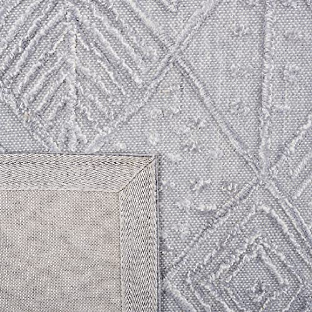 SAFAVIEH Textural Collection Area Rug - 8' x 10', Grey, Handmade Wool, Ideal for High Traffic Areas in Living Room, Bedroom (TXT202F)