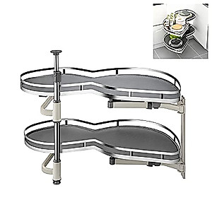 86.5x49.5x65cm Pull Out Cabinet Organizer for Kitchen, Stainless Steel Double Layers Blind Corner Cabinet Pull Out Shelves