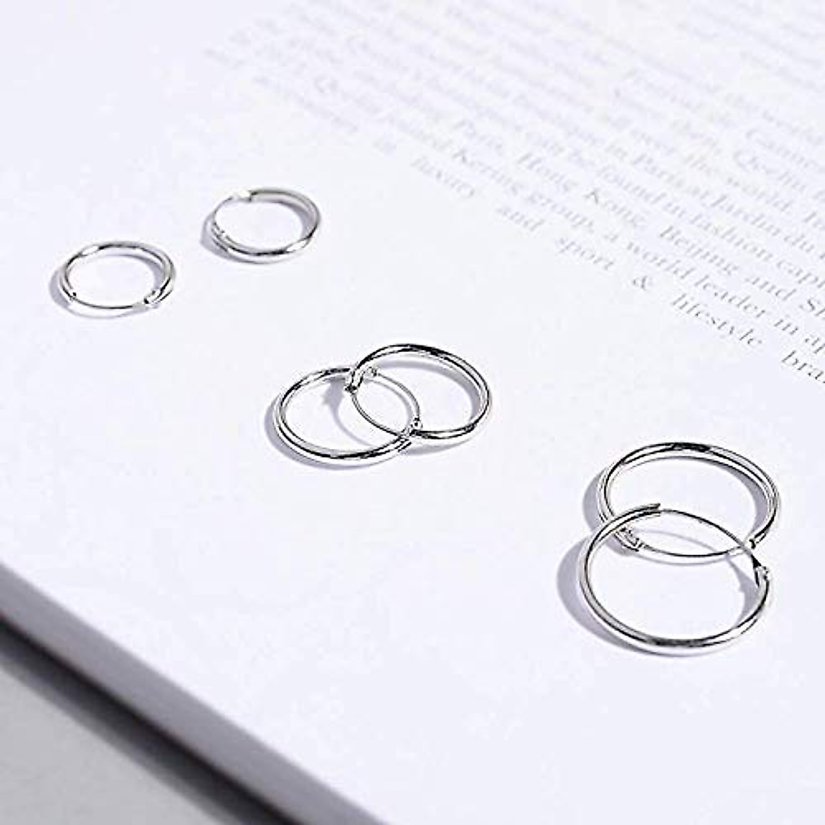 EPIRPRA Silver Hoop Earrings- Cartilage Earring Small Hoop Earrings for Women Men,4 Pairs of Hypoallergenic 925 Sterling Silver Tragus Earrings(Silver,8mm/10mm/12mm/14mm)