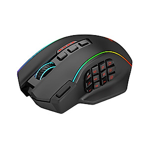 Redragon M901 Gaming Mouse RGB Backlit MMO 16 Macro Programmable Buttons, 16000 DPI for Windows PC Computer (Wireless, Black)