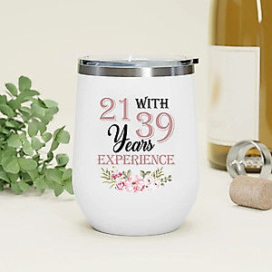 Jevuta 60th Birthday Gifts For Women, 60th Birthday Decorations, 60th Birthday Wine Tumbler, 60th Birthday Gift Ideas, Birthday Gift For Turning 60, 1963 Gifts For Women, Mom, Wife (12oz)