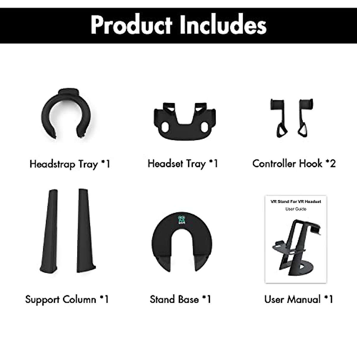 AMVR VR Stand for Quest 2, VR Headset and Touch Controllers Display Holder for Quest 2, PSVR 2, Quest, Rift, Rift S or Valve Index (Black, Just VR Stand)
