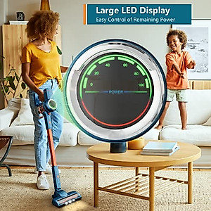 ORFELD Cordless Vacuum Cleaner with LED Display, Cordless Stick Vacuum with 28000Pa Powerful Suction, 50Mins Runtime, 6 in 1 Stand-Up Design and Quiet Vacuum for Carpet Hard Floor Pet Hair