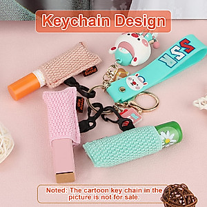 Desing Wish 6 Pack Chapstick Holder Keychain Clip On Lipstick Sleeve Anti-Lost Lip Balm Holder Key Chain Elastic Sleeves for Keys/Purse/Bag/Badge Holder