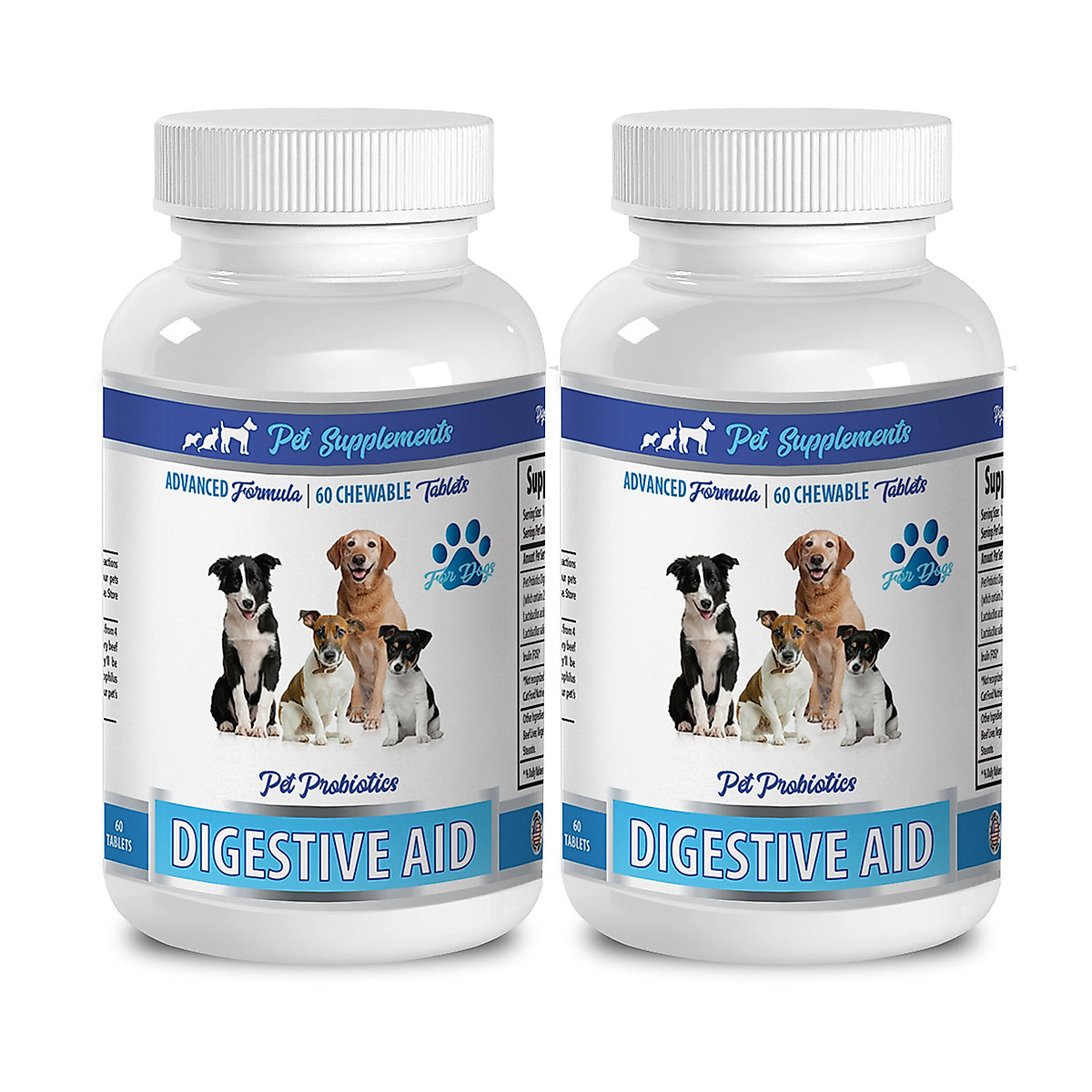 pet probiotics - Dog Digestive AID - PROBIOTICS - Powerful Formula - lactobacillus salivarius probiotic - 2 Bottle (120 Chews)